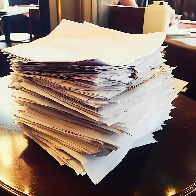 A Stack of Paper Documents. Office Paperwork on a Desk Stock ...