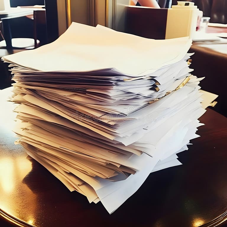 A Stack of Paper Documents. Office Paperwork on a Desk Stock ...