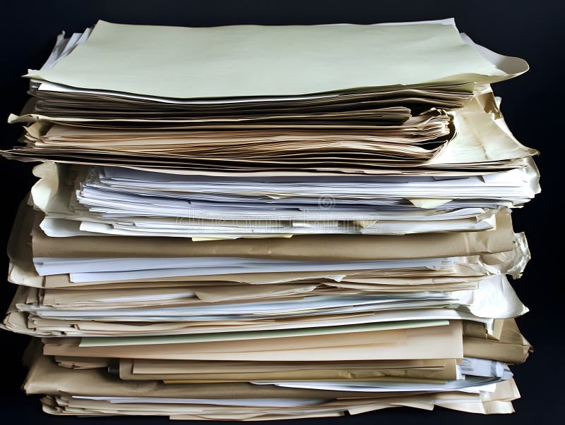 A Stack of Paper Documents. Office Business Paperwork Mess on a Desk ...