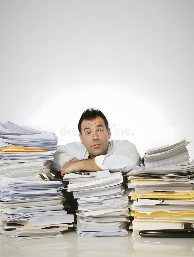 A Stack of Paper Documents. Office Paperwork Mess on a Desk Stock ...