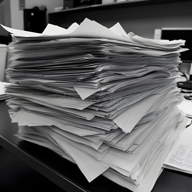 White Paper Documents. Office Paperwork Mess on a Desk Stock ...