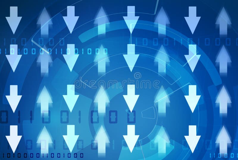 Many Up and Down Arrow Signs on a Blue Background Stock Illustration ...
