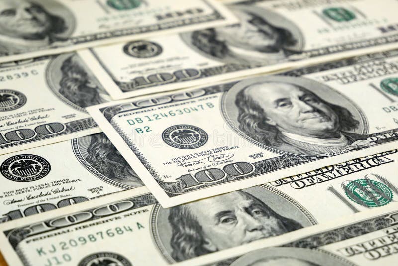 Many US Dollars Bank Notes Stack Closeup, Background Stock Photo ...