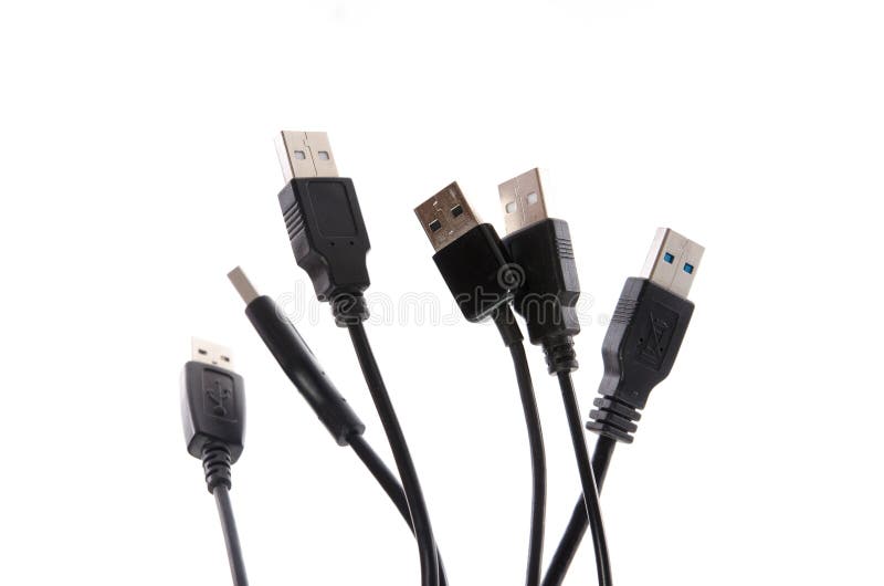 Many USB Cable on White Background Stock Image - Image of cord ...