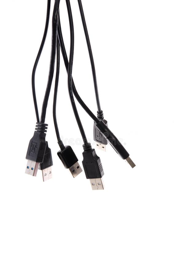 Many USB Cable on White Background Stock Image - Image of macro ...