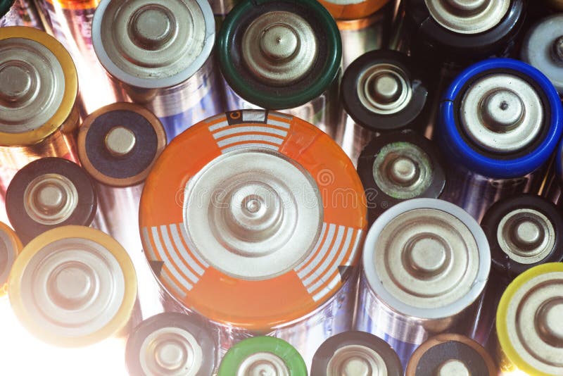 Many various batteries. stock image. Image of alkaline - 100537281