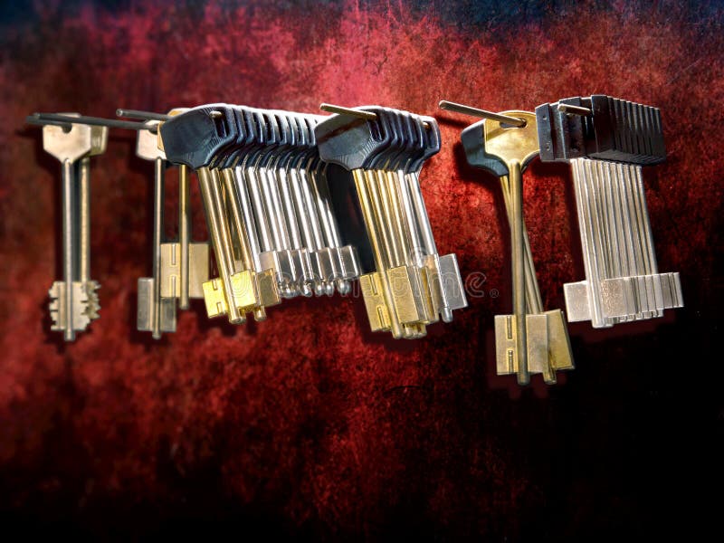 Many Various Blank Keys on a Red Wall in a Locksmith Workshop Stock ...