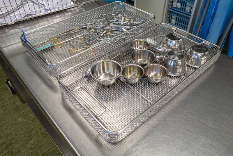 Unsorted Surgical Instruments after Cleaning in the Washing Machine ...