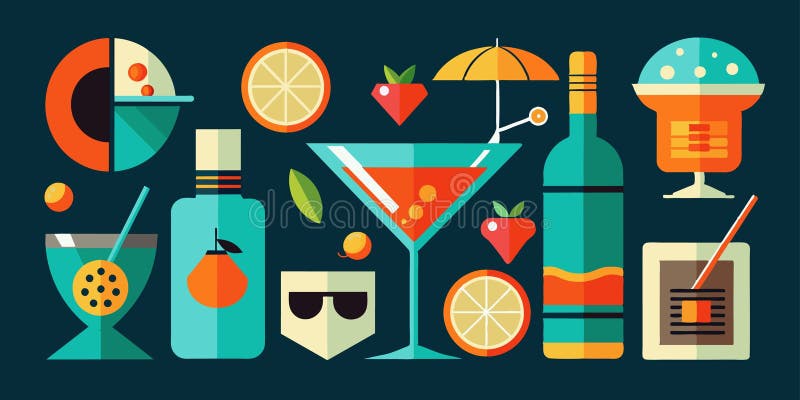 Many Various Drink Types are Depicted in this Illustration Stock Vector ...