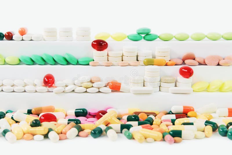 Many Various Medical Pills in Rows Stock Image - Image of tablet ...