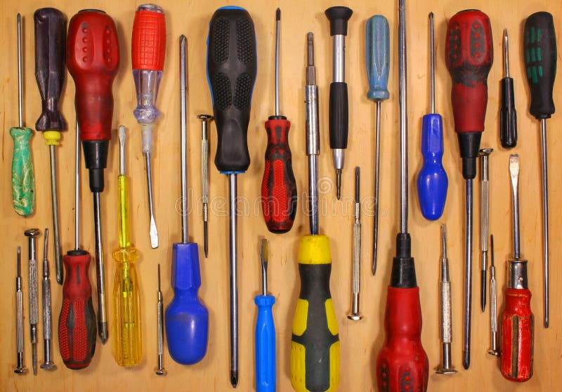 Many Various Old Fashioned Screwdrivers Stock Image - Image of closeup ...
