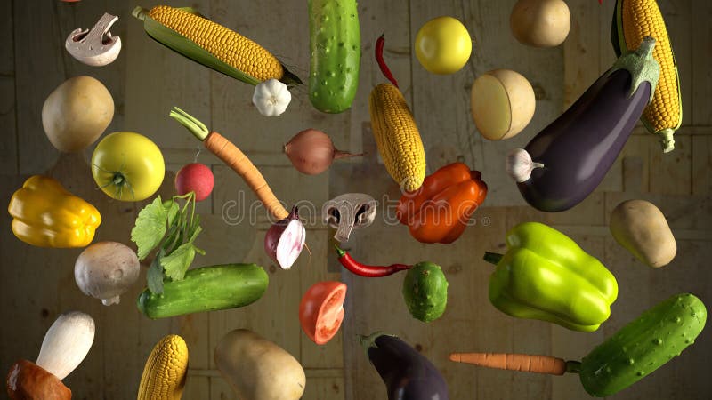 Many vegetables fall stock illustration. Illustration of corn - 212431630