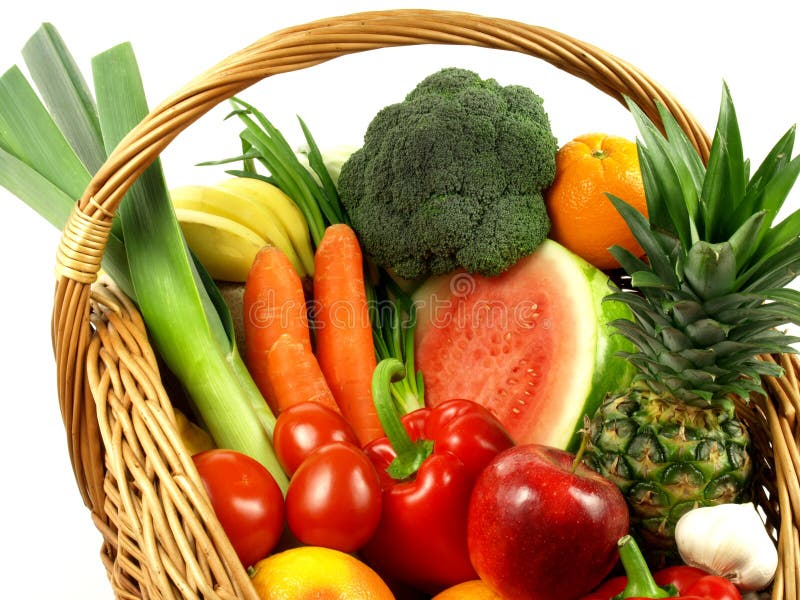 Many Vegetables and Fruits on Isolated Background Stock Image - Image ...