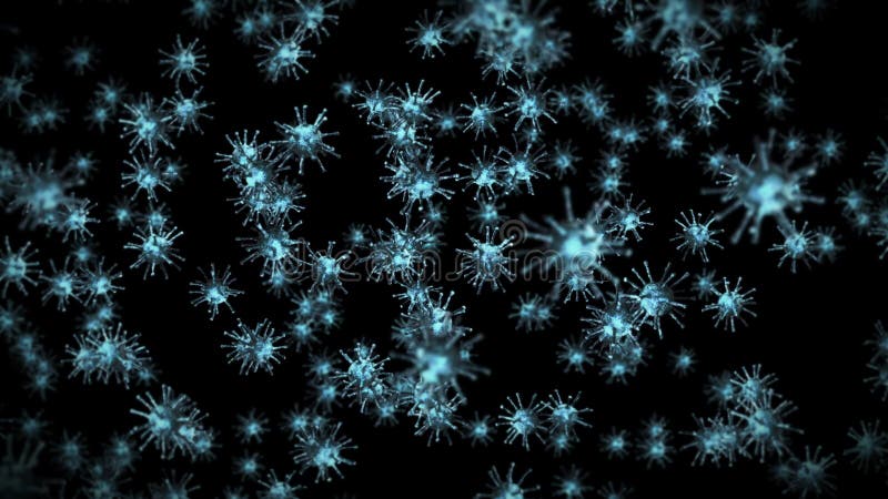 Flying Many Virus Cells on Black Background. Medical Concept ...