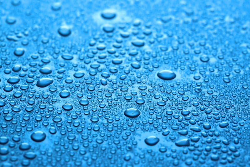 Many Water Drops on Dark Dusty Blue Background, Closeup Stock Photo ...