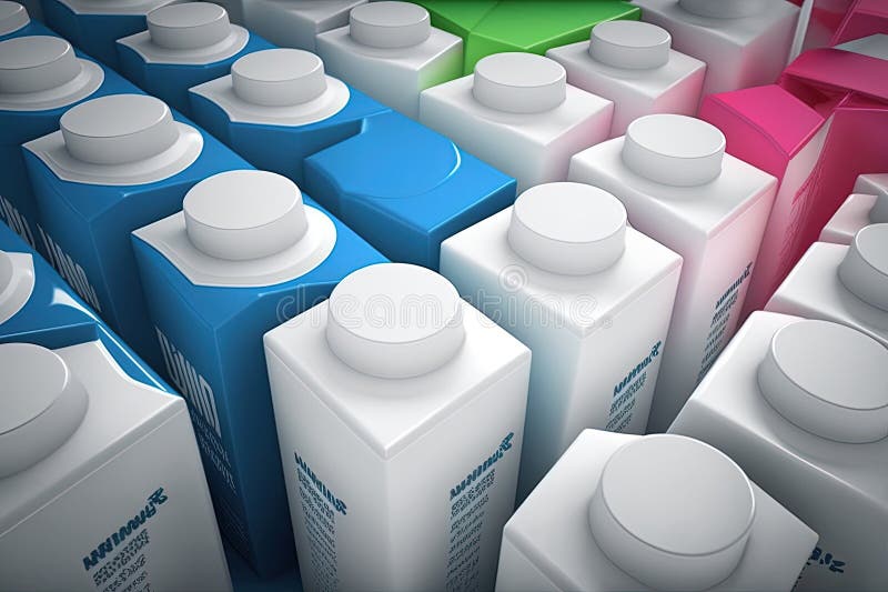 Many White Boxes or Packs of Mil in a Row Generative Ai Stock ...