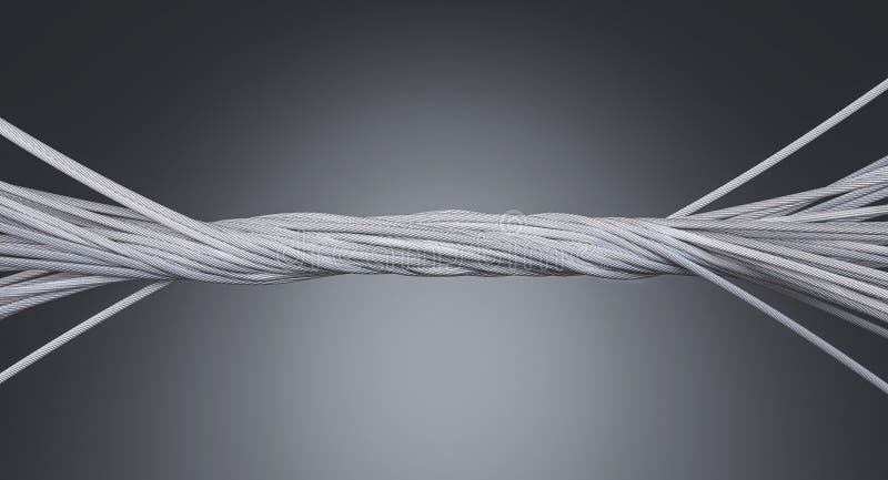 Many White Cables Merging and Twisting into One Big Cable, Representing ...