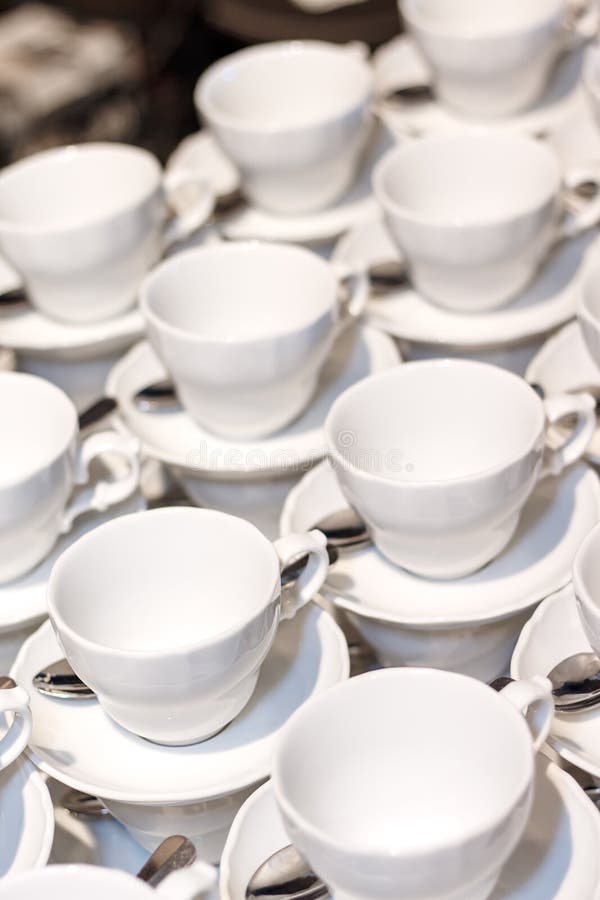 Many White Cups for Coffee and Tea Stock Image - Image of espresso ...