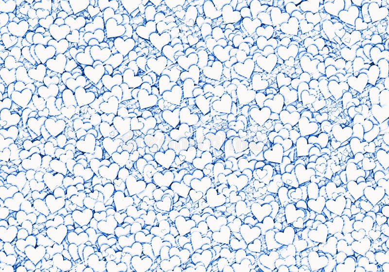 Many White Hearts with Blue Shadows Stock Illustration - Illustration ...