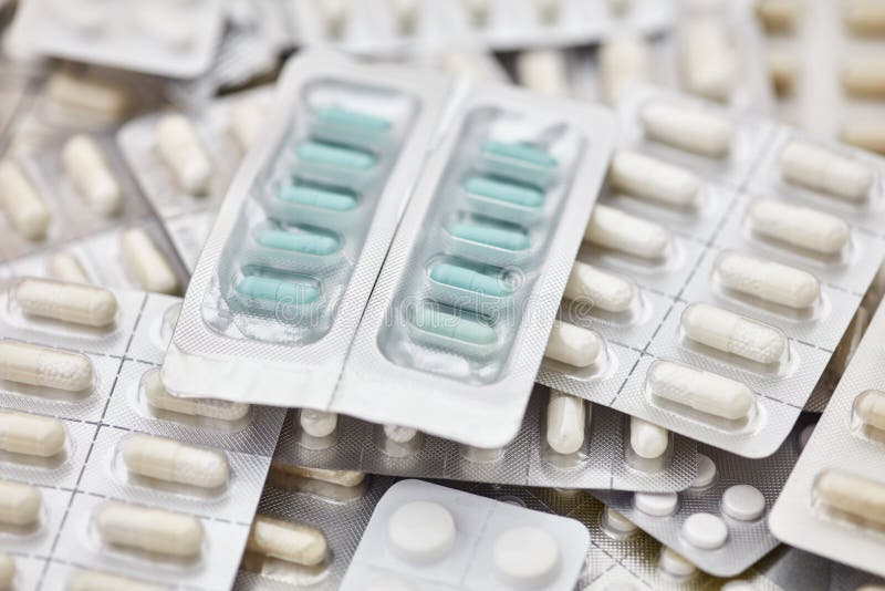 Many Drugs in Blister Packs Stock Photo - Image of medicine, health ...