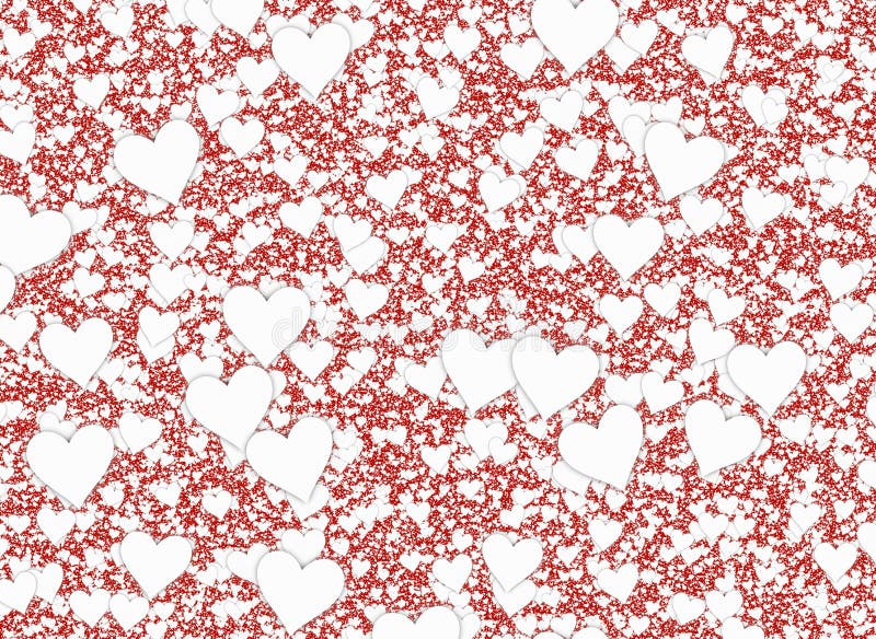 Many White Small Hearts on Red Backgrounds Stock Illustration ...