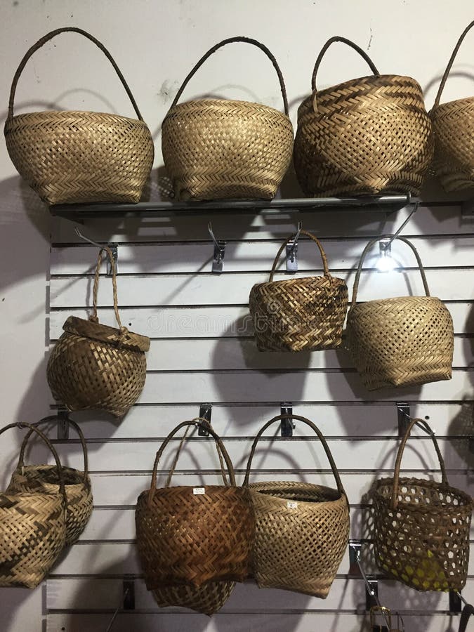 Many Wicker Baskets in Different Forms that are for Sale in a Shop ...