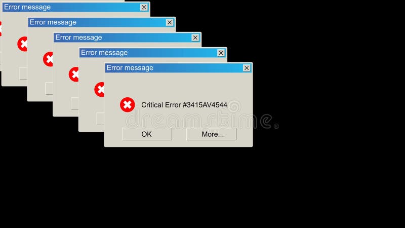 Old Computer Window. Popup Warning, Error and Installation Windows, Media Player and File ...