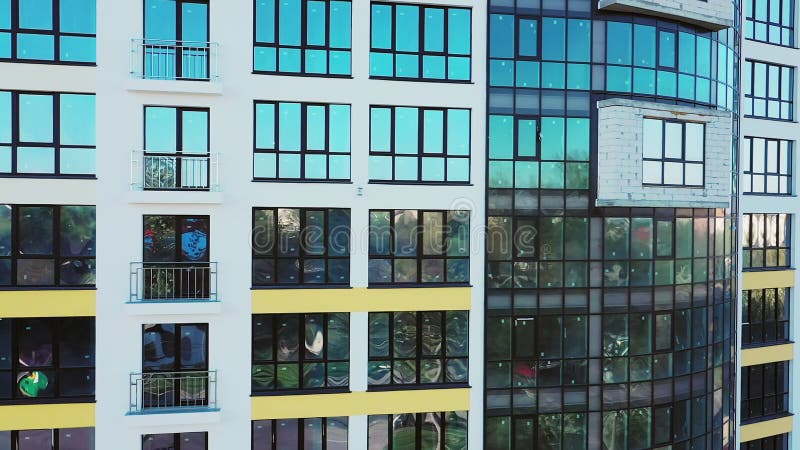 Many Windows on New Apartment Building Facade Under Construction Stock ...