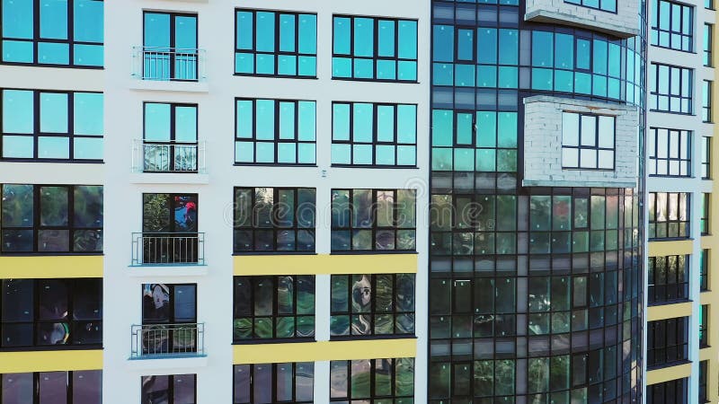 Many Windows on New Apartment Building Facade Under Construction Stock ...