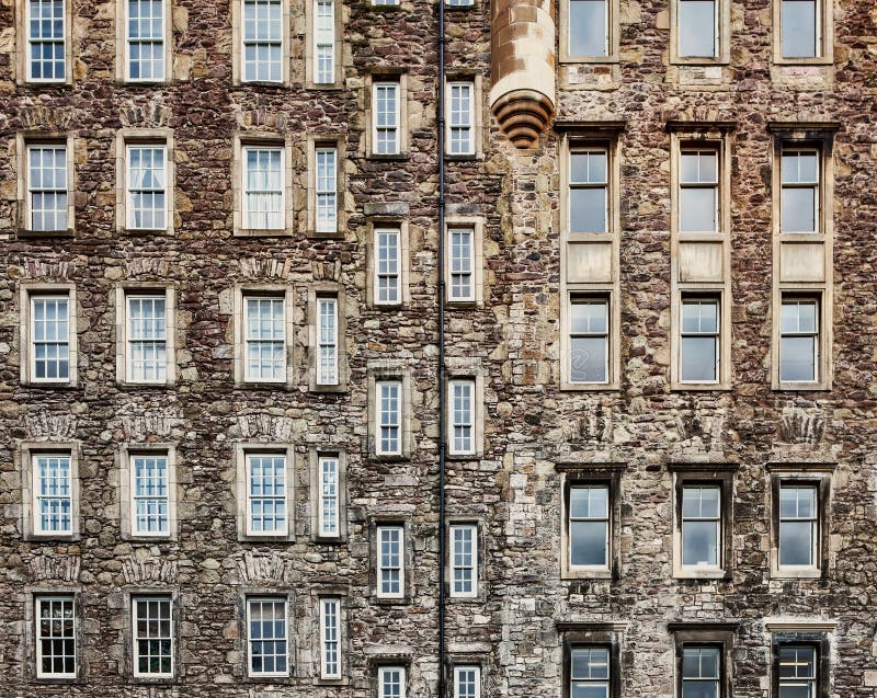 Many Windows in Row on Facade of Urban Building Stock Image - Image of ...
