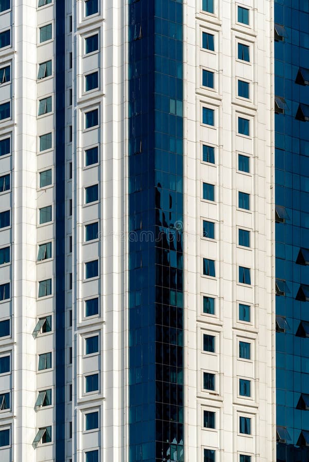 Many Windows and Walls Facade of a Modern Skyscraper without People ...