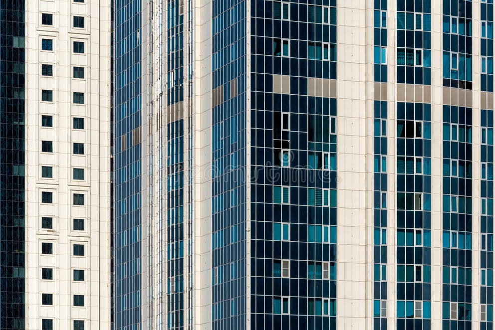 Many Windows and Walls Facade of a Modern Skyscraper without People ...