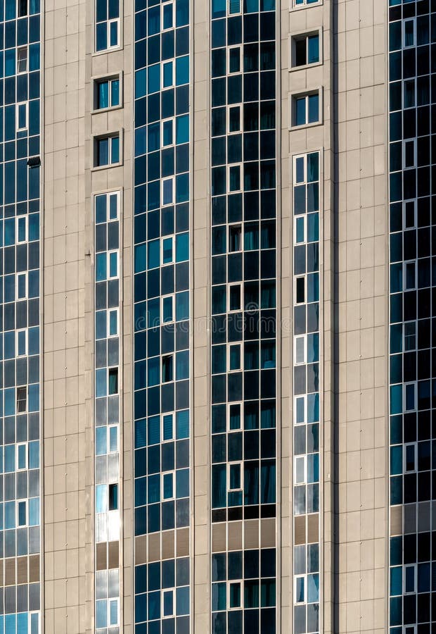 Many Windows and Walls Facade of a Modern Skyscraper without People ...