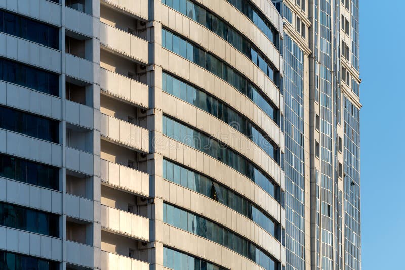 Many Windows and Walls Facade of a Modern Skyscraper without People ...