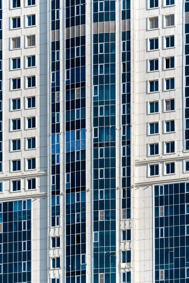 Many Windows and Walls Facade of a Modern Skyscraper without People ...
