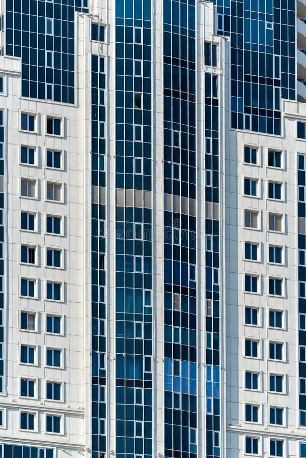 Many Windows and Walls Facade of a Modern Skyscraper without People ...