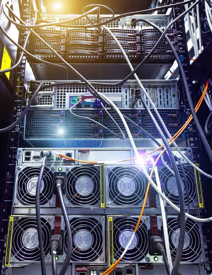 Rows of Red Network Cables Connected To Router and Switch Hub in Server ...