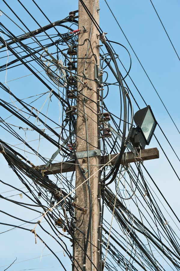 Many Wires on an Electric Pillar Stock Image - Image of pole, high ...