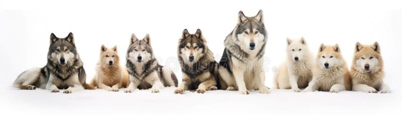 Many Wolves Sitting a Whitte Banner Background. Generative AI Stock ...