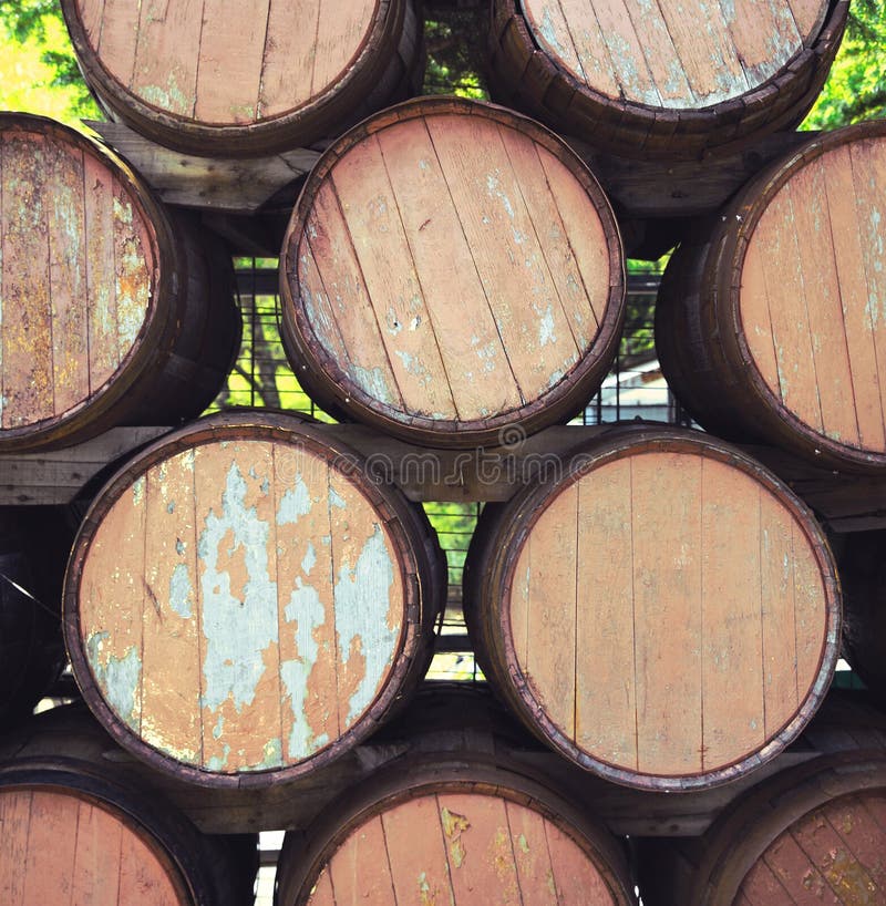 Many Wooden a Barrels Closeup Textured Outdoors Stock Image - Image of ...