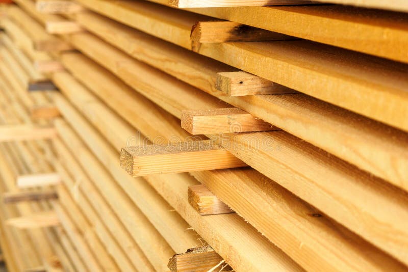 Many Wooden Boards Stacked in Stack. Building Material. Background ...