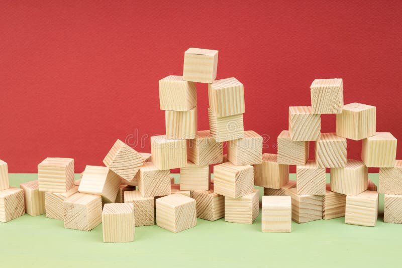 Many Wooden Cubes are Stacked Randomly on Top of Each Other Stock Image ...
