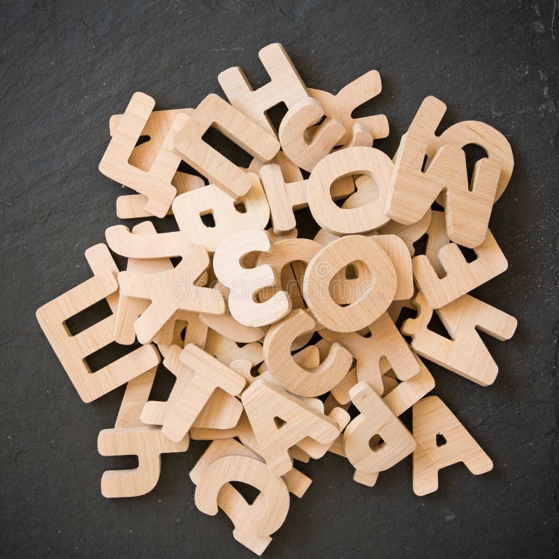 Many Wooden Letters on Black Background. Stock Photo - Image of ...