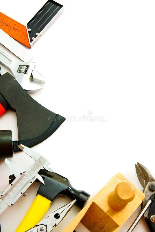 Many Working Tools - Axe, Hammer, Scissors and Stock Photo - Image of ...