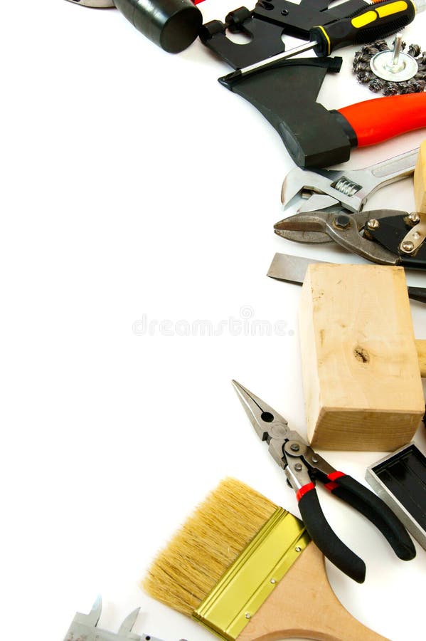 Many Working Tools - Axe, Hammer, Scissors and Stock Photo - Image of ...