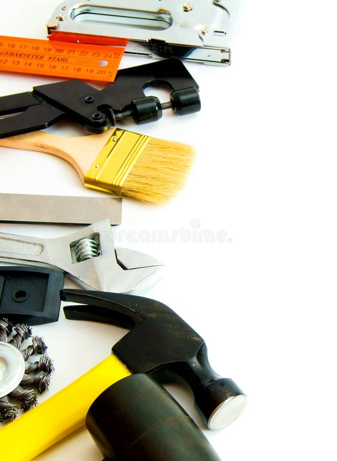 Old hammer and ruler stock photo. Image of accessories - 6779154