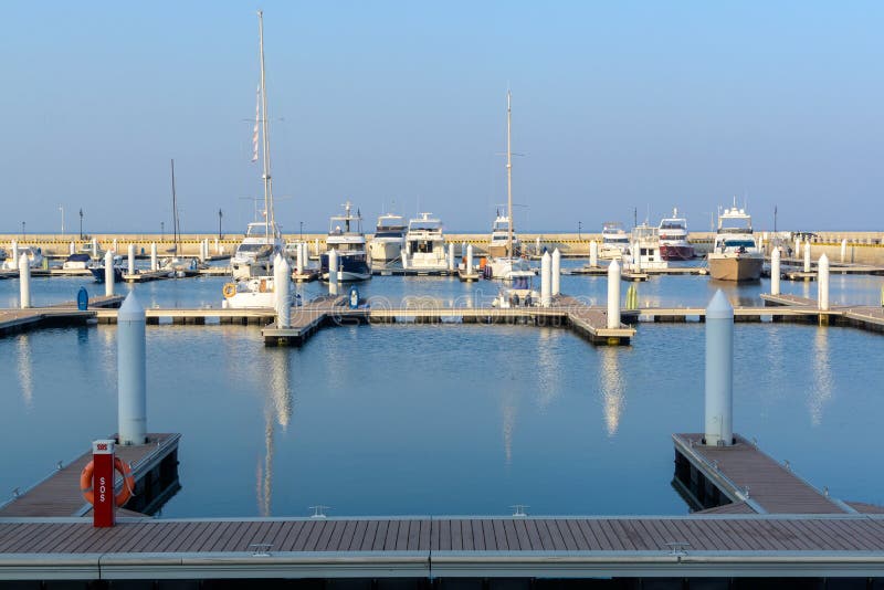 Many Yachts and Boats in the Harbor Stock Photo - Image of sailing ...