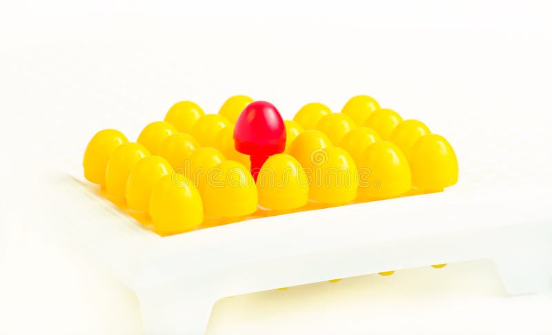 Many Yellow Mosaic Pieces and One Red on White Background Stock Image ...