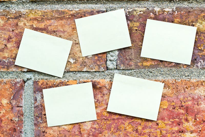Many Yellow Note on Brick Wall Stock Photo - Image of note, backgrounds ...