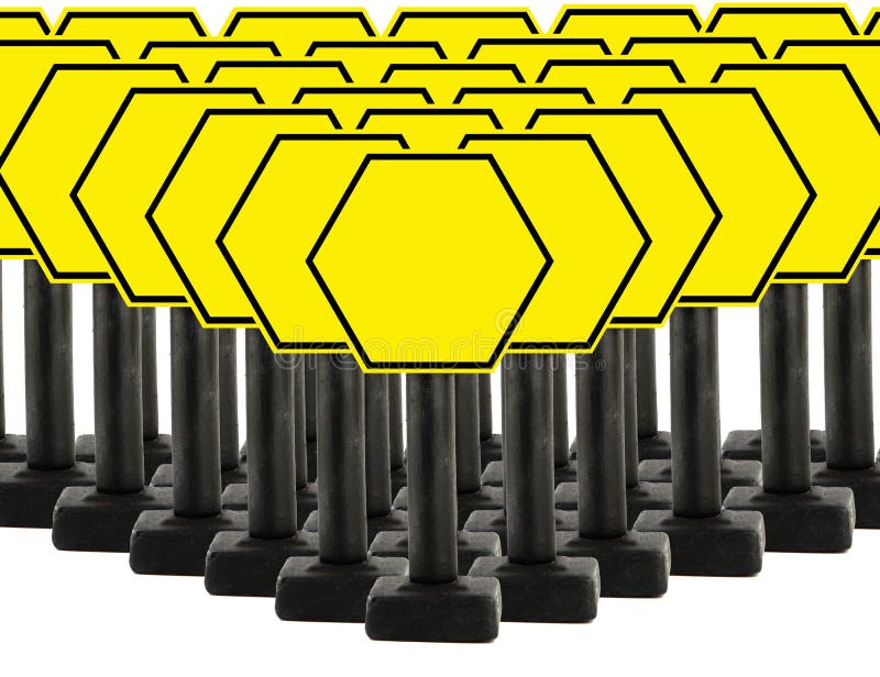 Many Yellow Signs with Stand. Stock Image - Image of pattern, backdrop ...